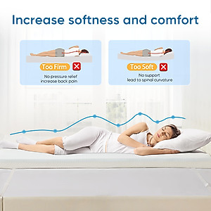 BedLuxury 3 Inch Cooling Mattress Topper Queen Size, Firm Gel Memory Foam Mattress Pad for Pressure Relief, High-Density Ventilated Bed Topper with Removable Cover