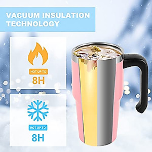 Zobadic 20 oz Travel Mug Stainless Steel Vacuum Insulated Coffee Mug with Handle (Orange)