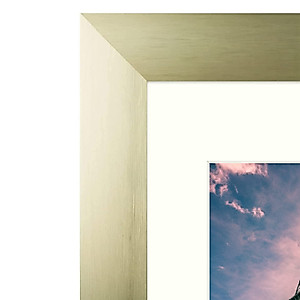 Golden State Art, 11x14 Brushed Aluminum Frame with Ivory Mat for 8x10 Picture - Wide Molding- Swivel Tabs, Sawtooth Hangers - Wall Display (Satin Gold, 1 Pack)