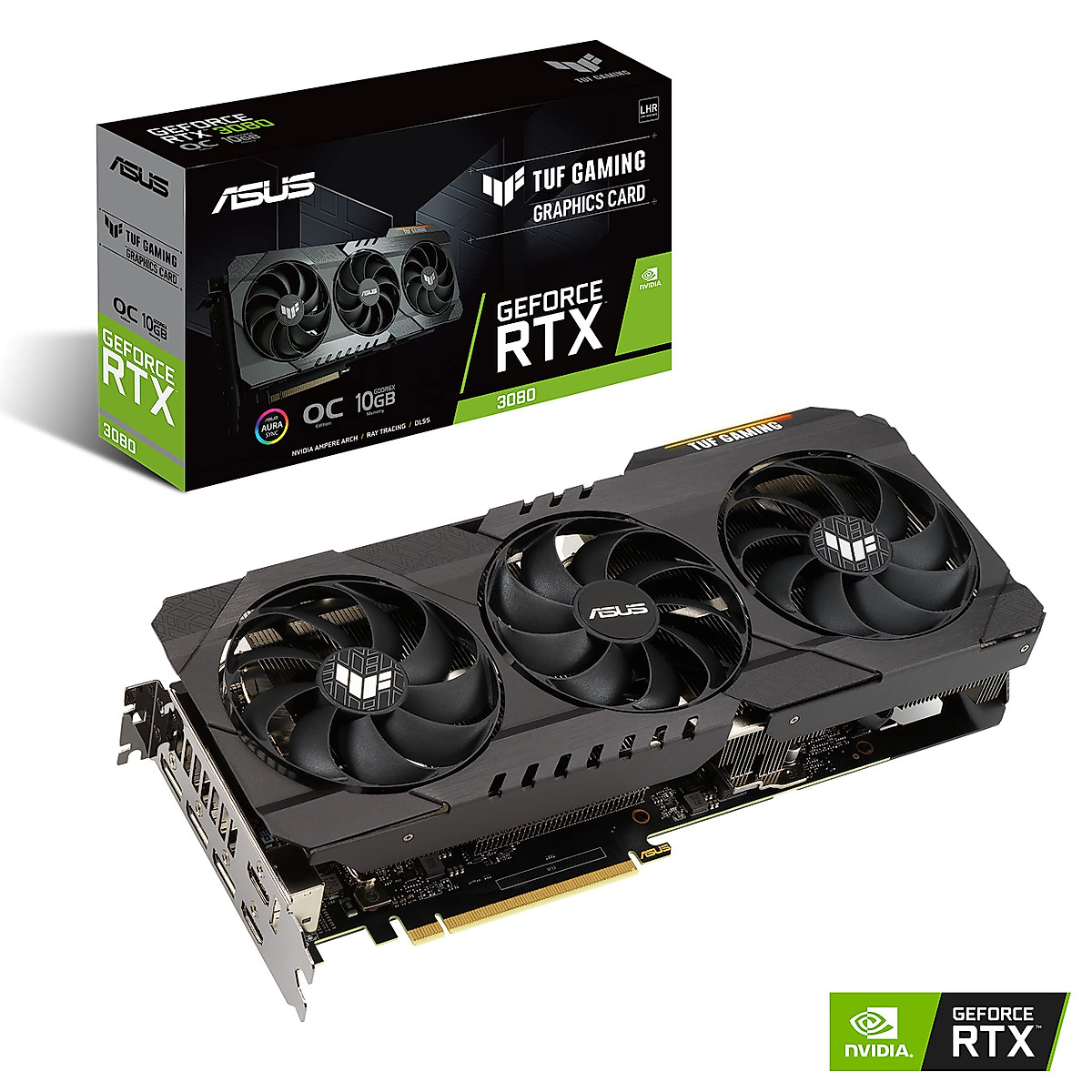ASUS TUF Gaming NVIDIA GeForce RTX 3080 V2 OC Edition Graphics Card (PCIe 4.0, 10GB GDDR6X, LHR, HDMI 2.1, DisplayPort 1.4a, Dual Ball Fan Bearings, Military-Grade Certification, GPU Tweak II)