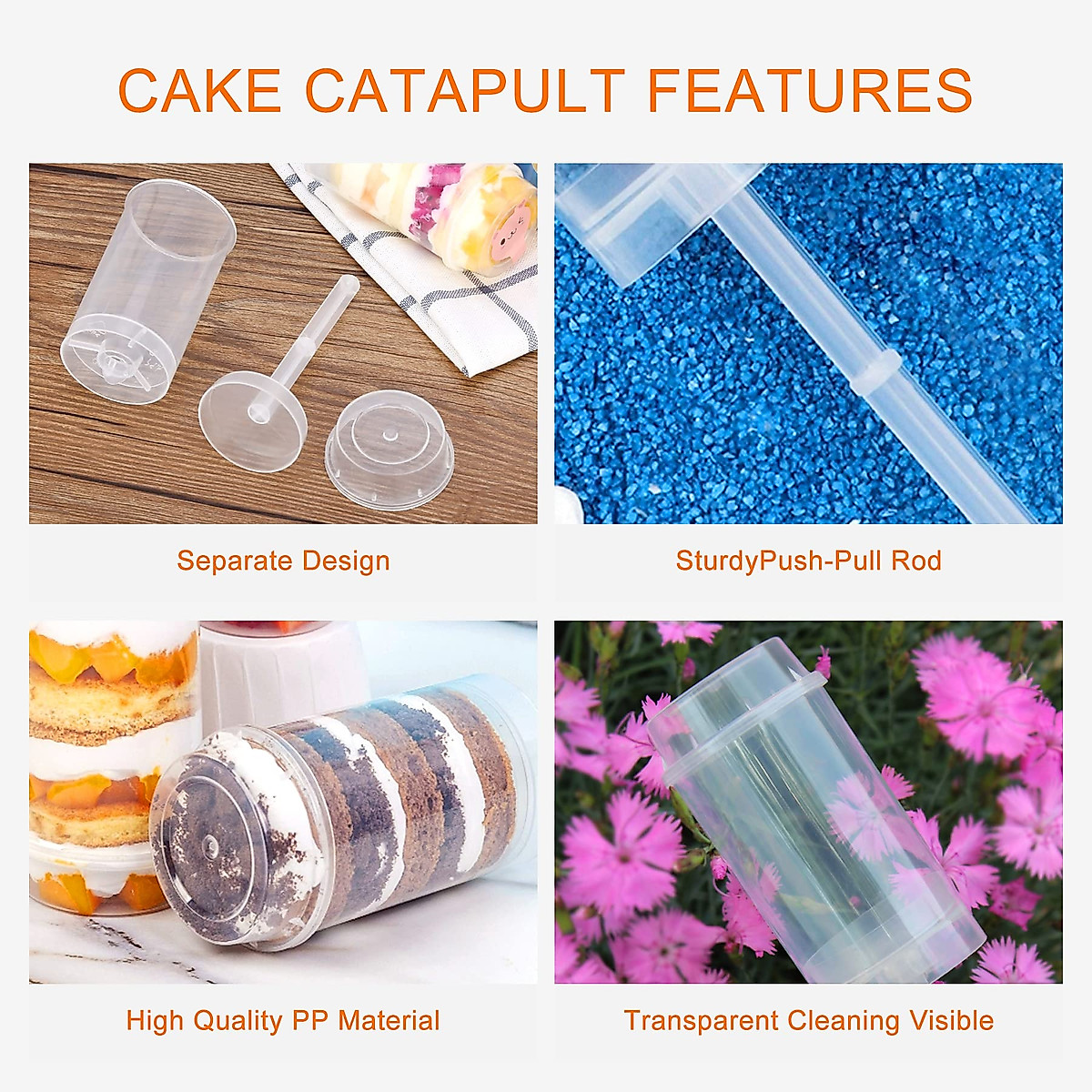 Csdtylh 24 Pack Cake Push Pop Containers with Lids, Reusable Cake Push Pops, Muti-purpose Push Pop Cake Containers, Plastic Cake Push-up Pop Shooter for Cupcake, Confetti, Homemade Ice Cream,Desserts