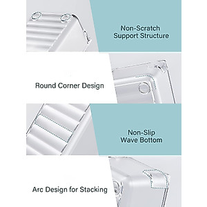 NEETBU 8 Pack Clear Plastic Drawer Organizer Kitchen Bathroom Storage Box Tray For Makeup Flatware Utensils Silverware Office Supplies(9.6”x3.2”x1.9”)