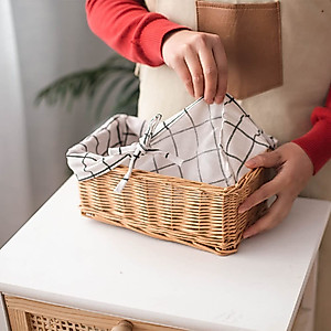 Wicker Storage Basket, Rectangular Storage Basket，Natural and Decorative, Arts and Crafts. (Natural)