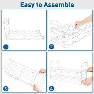 Puricon 1 Pack Water Bottle Organizer for Cabinet, Adjustable Water Bottle Storage Rack for Tumbler Sports Flask Insulated Travel Mug, Water Bottle Shelf Organizer Holder for Kitchen Countertop-White