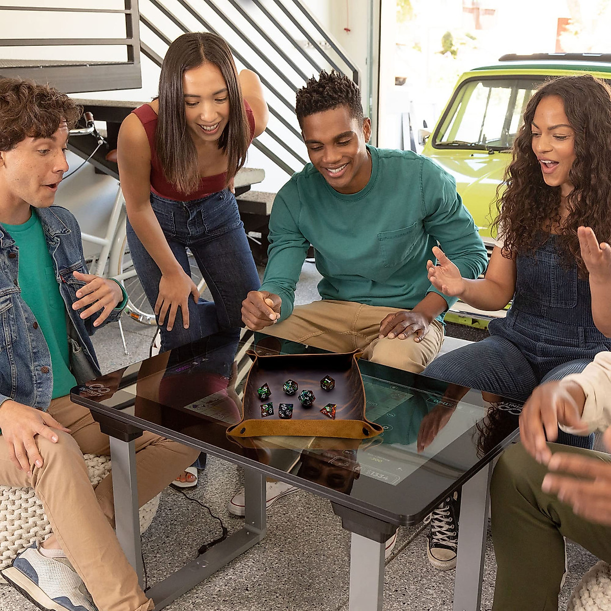 DND Dice Set Sharp Edge Galaxy Dice Handmade Resin Polyhedral Dice for Dungeon and Dragons RPG D20 Tabletop Roleplaying Party Games (Black & Green)