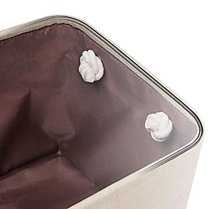 Univivi Cube Storage Bin, Cubby Storage Basket with Sturdy Cotton Carry Handles for Shelf Closet Home Office Organizing [4-Pack,13'',Pink]