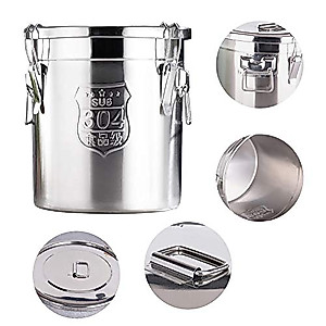 SanBouSi Stainless Steel Canister Rice Bucket Airtight Canister with Lids, 304 Stainless Steel Metal Food Storage Containers Kitchen Canisters for Rice, Flour, Grain, Coffee Bean 12L