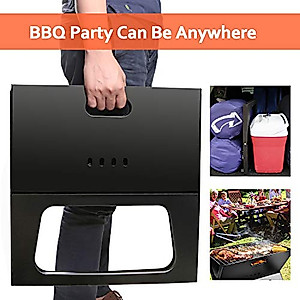 Portable Charcoal Grill, Moclever Space-saving & Foldable BBQ Barbecue Grill, Large Grilling Surface and Capacity Grill for Camping, Travel, Garden, Outdoor