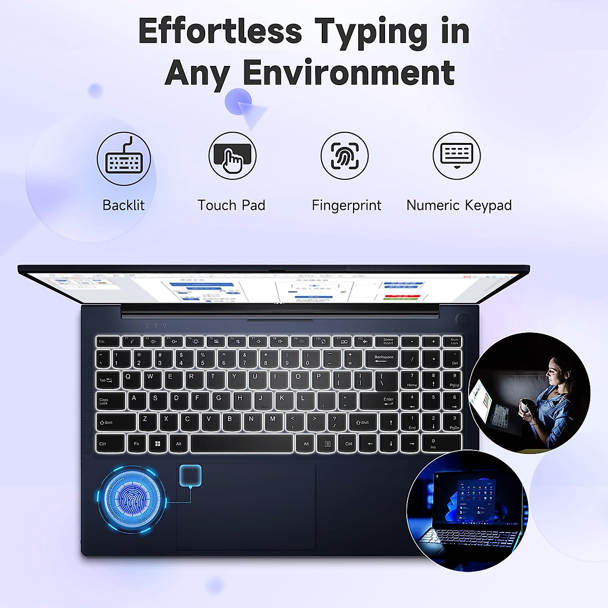 NIMO 15.6 IPS FHD-Laptop, Intel 12th Gen N100 (Beat i3 1115G4 Up to 3.4GHz) 8GB RAM 128GB SSD Laptop-Computer with Backlit Keyboard Fingerprint Win 11 Blue (Renewed)