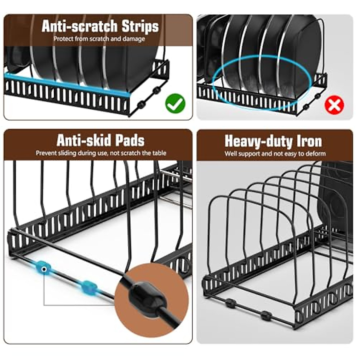 Housolution Cutting Board Organizer Rack, Expandable Baking Tray and Cookie Sheet Organizer with 14 Adjustable Dividers, Bakeware Muffin Tin Cupcake Pan Storage Organizer for Cabinet, Black