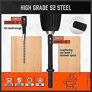 HORUSDY 24-Piece Tamper Resistant Star Bits, S2 Alloy Steel, 1" and 2.3" Long T5 - T40 Security Torx Bit Set.