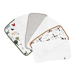 Red Rovr 6 Pack Cotton Muslin Burp Cloths | 100% Cotton | Multi-Layer | Ultra Absorbent | Super Soft | Ergonomic Design | Burping Newborn Baby | Reversible | Large 21”x14” | Family Farm