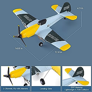 Mostop RC Plane 3 Channel Remote Control Airplane Fighter, BF-109 RC Plane Ready to Fly, Stunt Flying Upside Down Easy to Fly for Beginners,Two Rechargeable Power RC Glider Aircraft Plane…