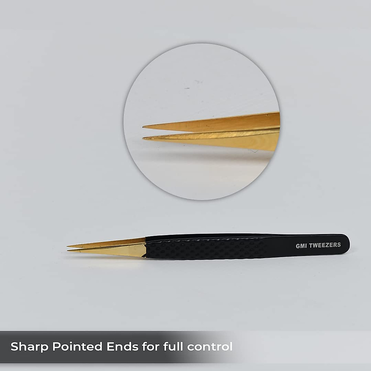 2pcs Black Straight and L-Shaped (Boot) Gold Pointed Eyelash Tweezers for Lash Extension - Stainless Steel Precision Tweezers for Volume and Classic Lashes - False Eyelash Extension Kit.