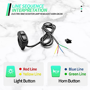 E-Bike Light Switch DK226/DK336 Ebike Lamp and Horn Switch for Electric Bike Scooter Motorcycle Button DIY Parts (DK226)