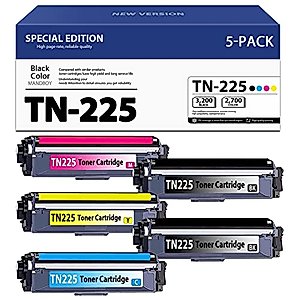 MANDBOY TN225 2BK/C/M/Y Toner Cartridge Replacement for Brother TN-225 Compatible HL-3140CW HL-3150CDN HL-3170CDW HL-3180CDW MFC-9130CW MFC-9140CDN DCP-9015CDW DCP-9020CDN Printer 5 Pack
