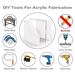 Esheng Clear Acrylic Sheet Cast Plexiglass 12"×12"Square Panel 1/25"(1mm) Thick,Laser Engraved Plastic Sheet,Easy to Cut,With Double-Sided Protective Film for Signs, DIY Display Projects, Craft,2Piece