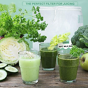 Bellamei Nut Milk Bag Reusable 3 Pack Food Strainer Nut Bags For Almond/Soy Milk Greek Yogurt Professional for Cold Brew Coffee Tea Beer Juice Fine Italian Nylon Mesh (3 pack-8"x12"/10"x12"/13"x13")