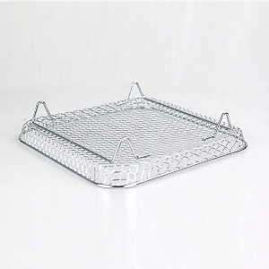 Homaisson Air Fryer Racks, Three Stackable 7.8 inch Air Fryer Racks for 4.2QT - 5.8QT Air fryers, Stainless Steel Dehydrator Air Flow Racks for Ninja, Gowise, Phillips Air Fryers, Ovens, Press Cookers (Square)