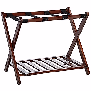 Casual Home Luggage Rack, Walnut, Solid Wood