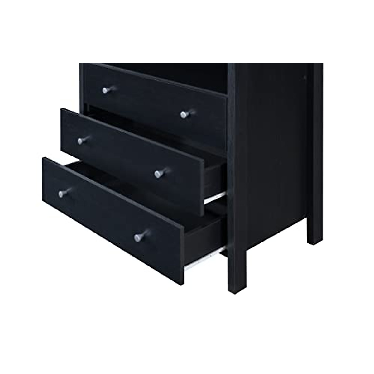 Hodedah 3-Drawer 1-Open Shelf Dresser, Black