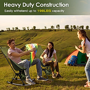 TeqHome Folding Rocking Chair, Outdoor Rocking Chair with Carry Bag, Foldable Padded Rocking Chair, for Camping, Patio, Angling, Supports 300lbs(Beige)