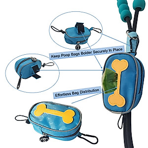 Sturdy Cute Dog Poop Bag Holder,Elastic Cord Dispenser Pouch and Zipper,Carabiner,Lightweight Waterproof Fabric,Doggie Dog Poop Bags Rolls for Leash,Convenient Water Clean,Dog Poop Bags Excluded