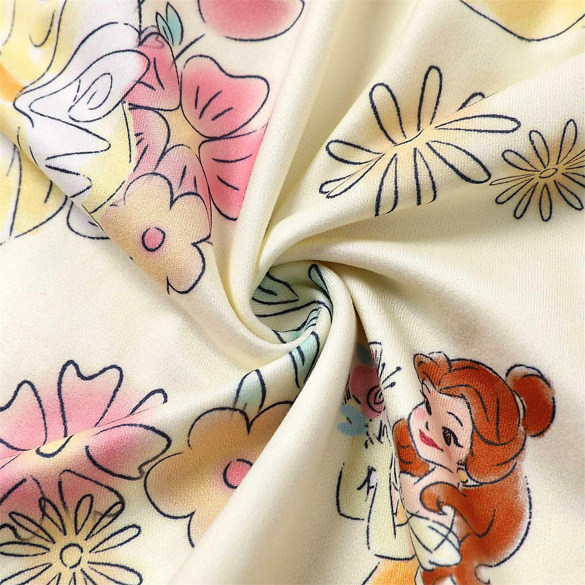 Disney Princess Dresses for Baby Girls Floral Ruffled Long-Sleeve Playwear Dress, Yellow, 6-9 Months