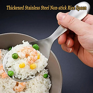 Thickened Stainless Steel Non-stick Rice Spoon, Rice Spoon Paddle, Spoons Stainless Steel Rice Spoon Thick Non-stick, 304 Stainless Steel Rice Large Spoon Head Brushed Finis (1, Bright)