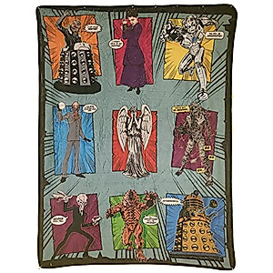 Doctor Who Villains Fleece Throw Blanket - Officially Licensed Doctor Who Soft Fleece Throw Monsters