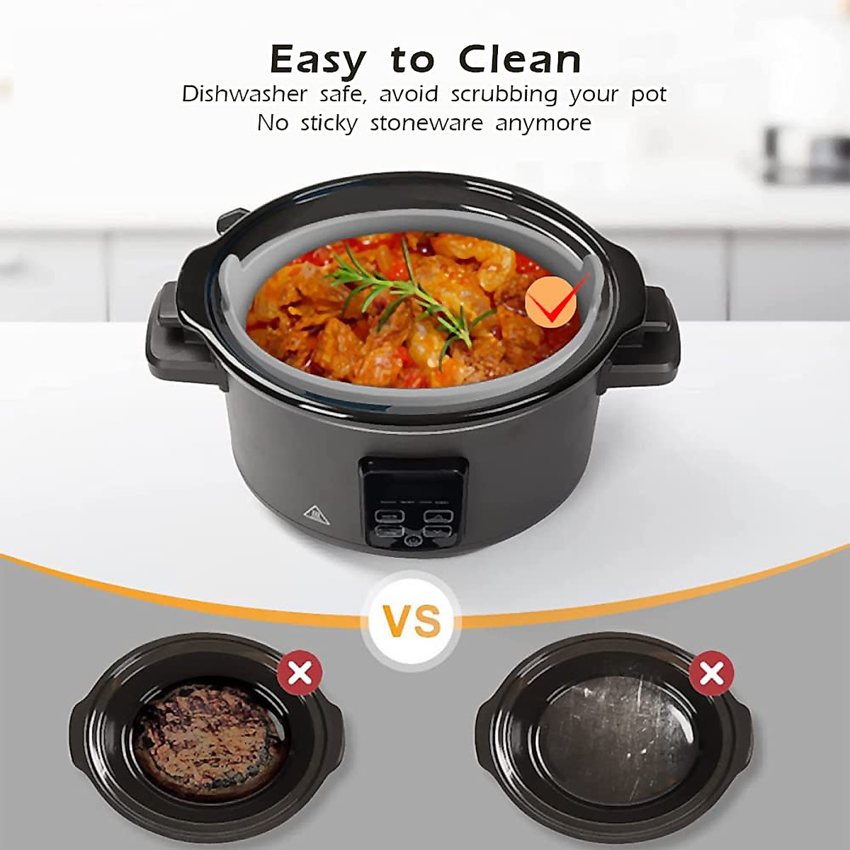 Silicone Crock Pot Liner Reusable Fits 6 Quart Slow Cooker Liners 2Pcs