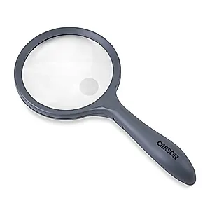 Carson LED Lighted Hand Held Magnifier, 2X Magnifier with 4X Spot Lens HM-44