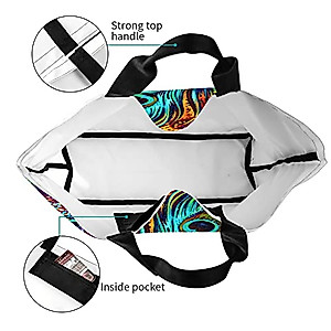 Qaxcdmky Peacock Feather Tote Bag Large Shoulder Bag Casual Reusable Handbag For Women Shopping Grocery Work