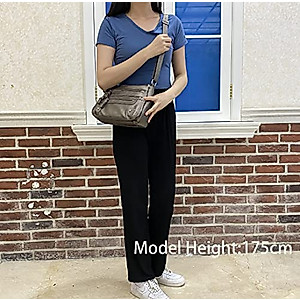 ELDA 10 Pockets Crossbody Purses for Women Medium Pocketbooks Lightweight Ladies Satchel Bag Multi Pocket Shoulder Handbag