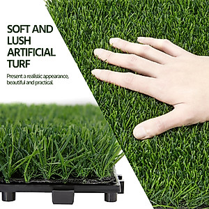 Yaheetech 12" x 12" Artificial Grass, Turf Tiles Interlocking Self-draining Grass, Fake Grass, Grass Pad for Dogs Potty, Patio, Balcony, Outdoor, Floor Decor, Pet, 27 Pack