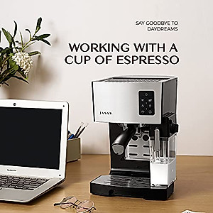 JASSY Espresso Coffee Machine Cappuccino Maker with 20 BAR Pump & Powerful Milk Tank for Home Barista Brewing,Multiple Functions in One Touch for Espresso/Moka/Cappuccino,Self-Cleaning System,1250W