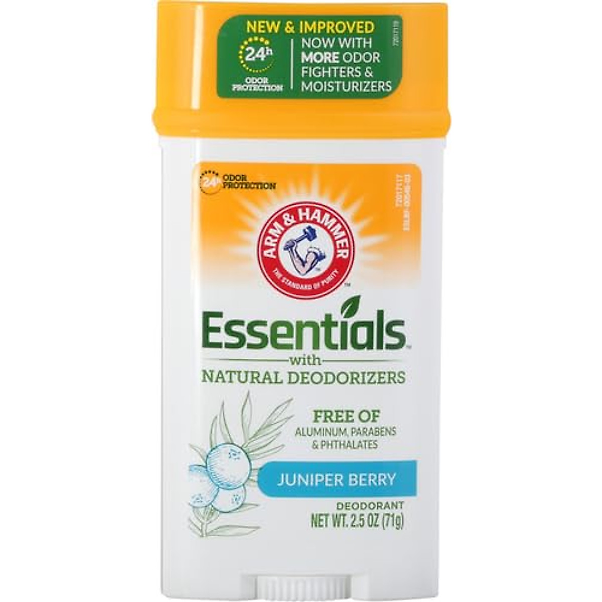 ARM & HAMMER Essentials Solid Deodorant, Clean(Juniper Berry), Wide Stick, 2.5 oz. (Pack of 3)