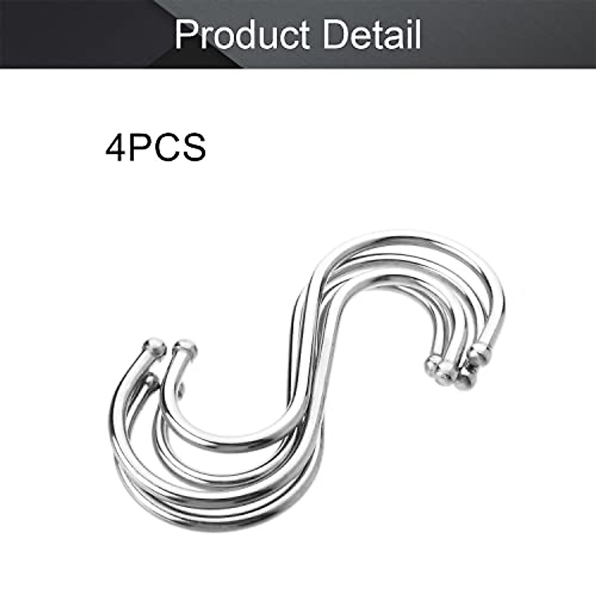 MroMax Stainless Steel S Hooks,80mm/3.15" Silver S Shaped Hook Hangers for Kitchen Bathroom Bedroom Storage Room Office Outdoor Multiple Uses, 4Pcs