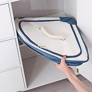 YLSZHY 2pcs Foldable Triangular Corner Storage Bin, Oxford Cloth Fan Shaped Clothes Storage Box with Handle DoubleZipper, Multifunctional Organizer for Home Bedroom(S dark grey)