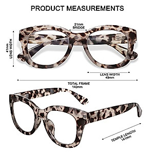 AMOMOMA 3 Pack Retro Oversized Reading Glasses for Women Blue Light Blocking Computer Readers Spring hinge AM6003 with Brown+Blue+Grey Tortoise Frame 2.00 x