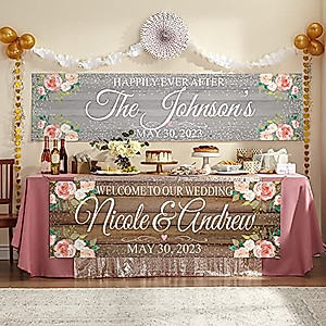 Let's Make Memories Personalized Rustic Floral Celebration Banner - Farmhouse Style - 6ft - Brown