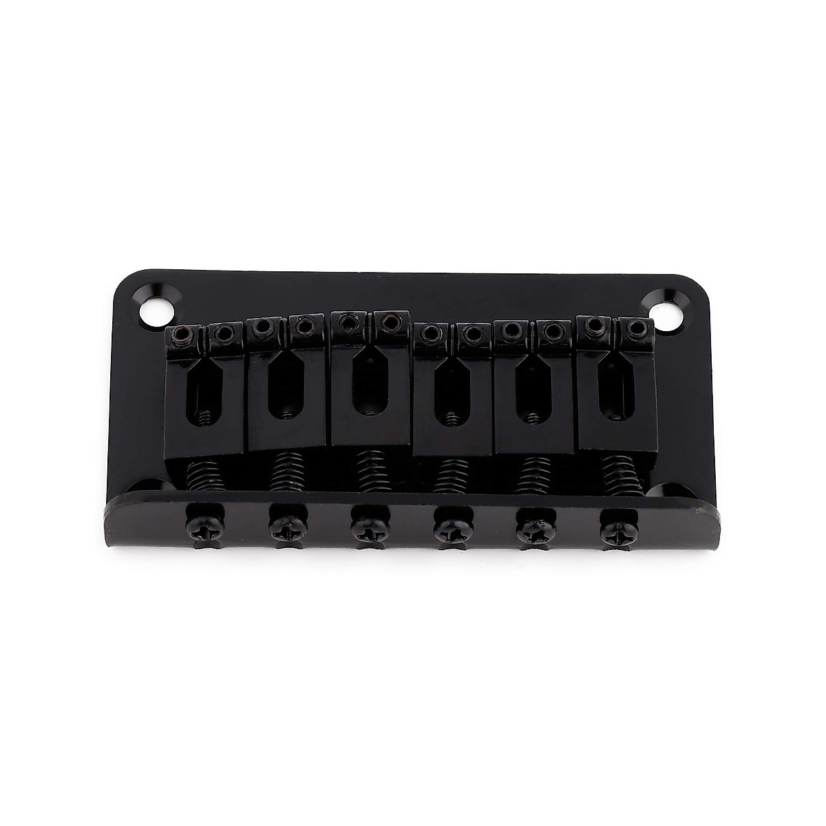 Metallor Top Load Guitar Bridge Tailpiece Fixed Hardtail Saddle Bridge Compatible with 6 String Fender Strat Tele Style Electric Guitar Parts Black.
