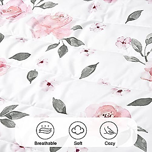 PHF Floral Toddler Nap Mat Set, with Removable Pillow for Toddler Girls, Soft and Lightweight for Daycare, Preschool, Travel, Kindergarten Sleeping Bag, Fits Ages 3-6 Years, Pink Floral