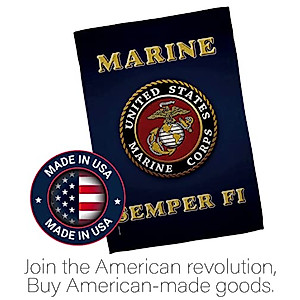 US MILITARY United State Marine Corps USMC Semper Double-Sided Lawn Decoration Gift House Garden Yard Banner Fi Flag American Military Veteran, 12" x 18.5 Made in USA