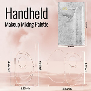 Erinde Handheld Makeup Mixing Palette, Acrylic Transparent Mixing Foundation Tray for Makeup Artist and Beginner, Lipstick Eyeshadow Foundation Color Test Art nail Palette With Foundation Spatula