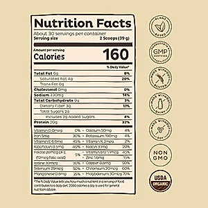 KOS Vegan Protein Powder Erythritol Free, Chocolate - Organic Pea Protein Blend, Plant Based Superfood Rich in Vitamins & Minerals - Keto, Dairy Free - Meal Replacement for Women & Men, 30 Servings