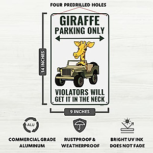 Venicor Giraffe Sign Decor - 9 x 14 Inches - Aluminum - Cute Giraffe Gifts for Women Men