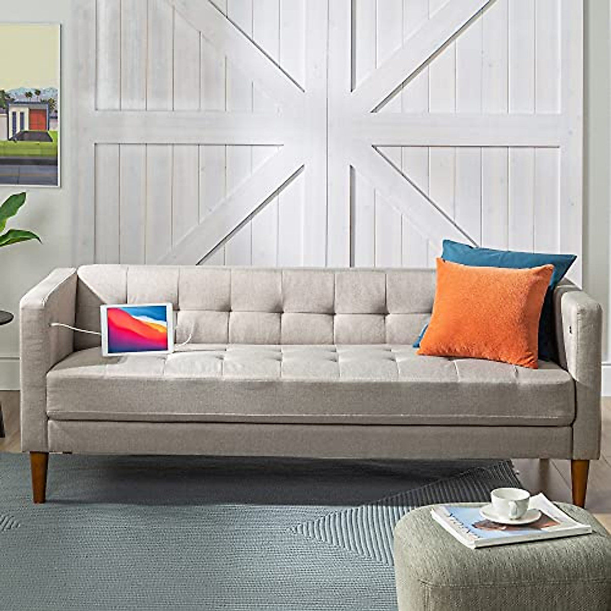 ZINUS Pascal Sofa with USB Ports / Tool-Free, Easy Assembly, Oatmeal