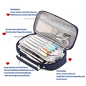 Pen case Pencil case Large capacity Fashionable Pencil case Boys Girls Elementary school students Junior high school students High school students University students For working adults(blue)