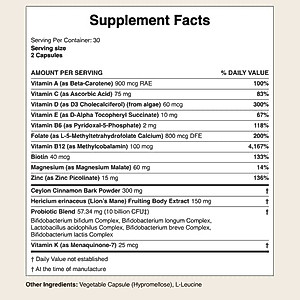 Mela Daily Essentials Multivitamin for Melanated Women - High-Dose Vitamin D3 and B12, Probiotics, Lion's Mane, Ceylon Cinnamon - Vegan, Gluten Free, Non-GMO, 30 Day Supply (60 Capsules)